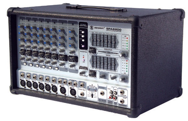 8 channel Wooden Cabinet Powered Mixer